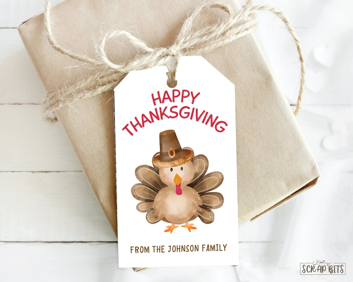 Pilgrim Turkey Tags, Personalized Happy Thanksgiving Tags – Scrap Bits