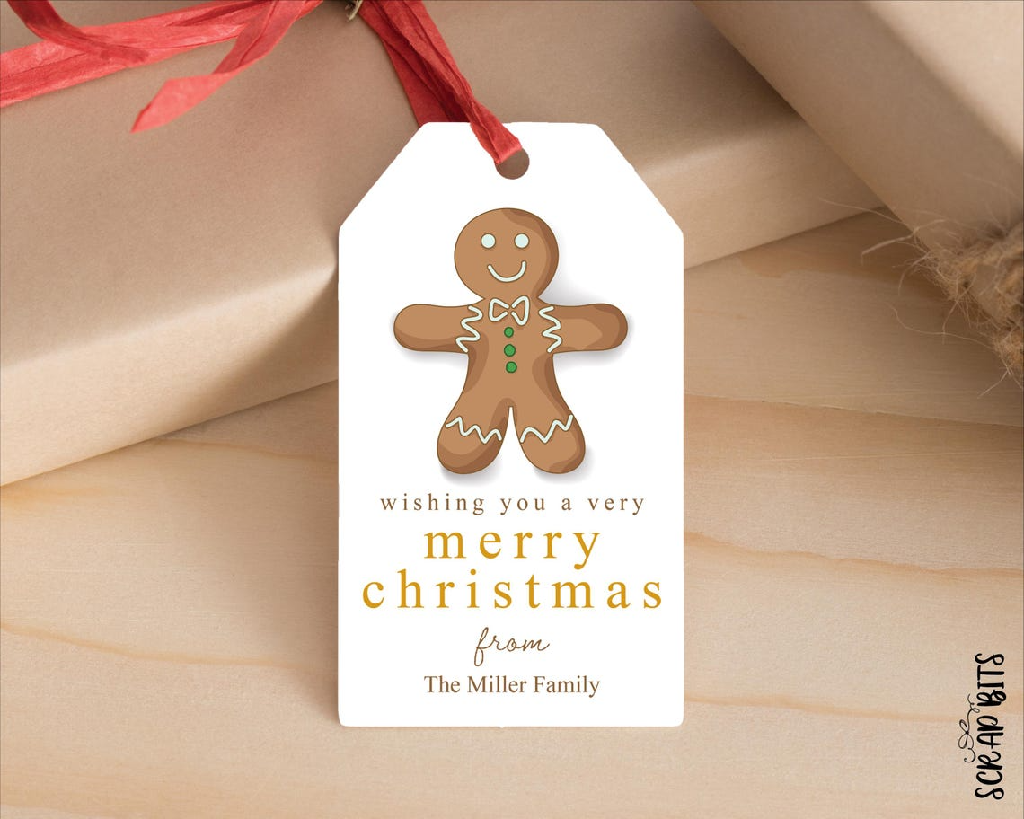 Gingerbread Cookie Christmas Gift Tags, Personalized – Scrap Bits