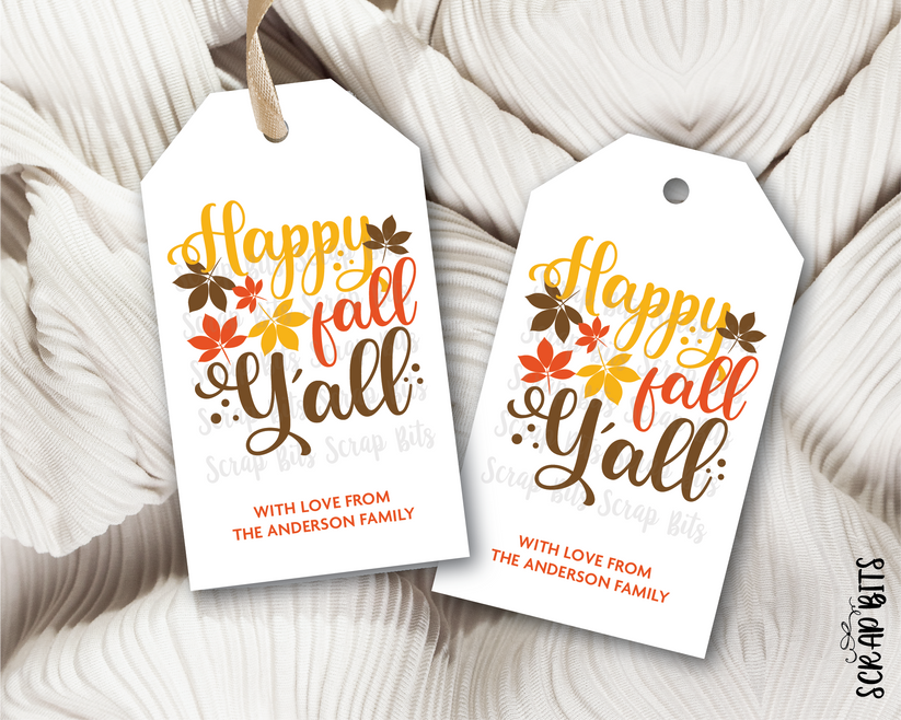 Happy Fall Scatter Leaves Tags . Personalized Autumn Gift Tags – Scrap Bits