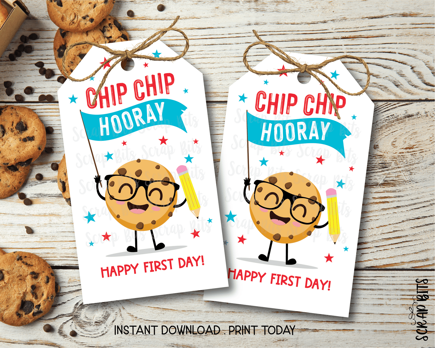 Chip Chip Hooray First Day of School Tags, Printable Cookie Back To Sc ...