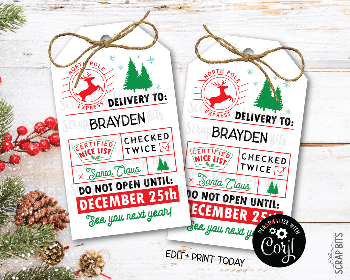 christmas editable labels