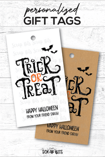 Spooky Trick or Treat Halloween Tags . Personalized Gift Tags – Scrap Bits