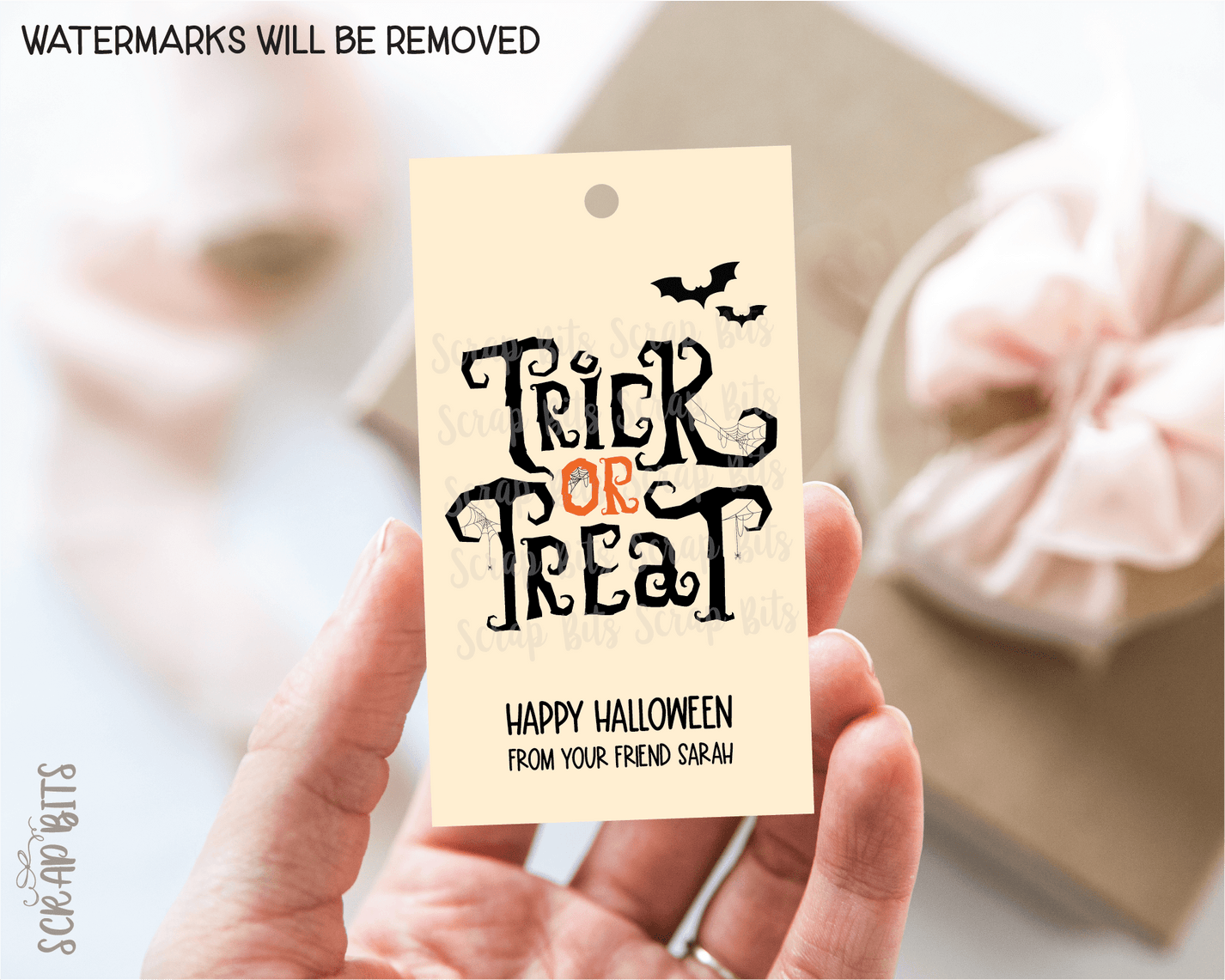 Spooky Trick or Treat Halloween Tags . Personalized Gift Tags – Scrap Bits