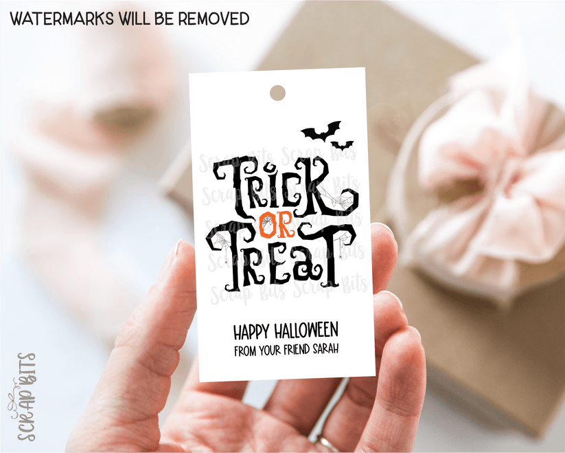 Spooky Trick or Treat Halloween Tags . Personalized Gift Tags – Scrap Bits
