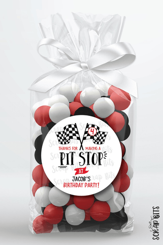 Racing Flags Thanks For Making a Pit Stop, Racing Birthday Favor Stick ...