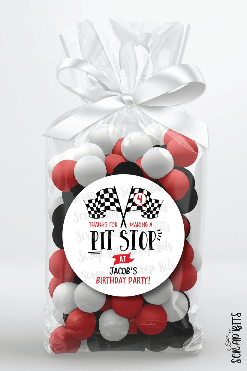 Thanks For Making a Pit Stop, Racing Flags Racing Birthday Favor Stick ...