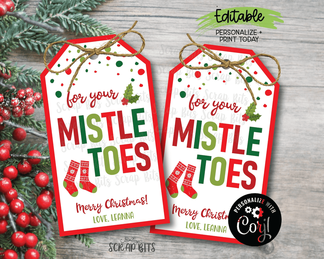 For Your Mistle Toes Sock Tags, Printable Christmas Gift Tags . Instan ...