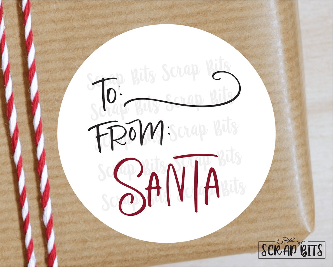 To Child From Santa Christmas Gift Labels, Doodle Swirl – Scrap Bits