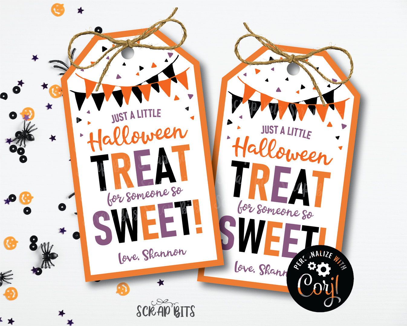 Halloween Treat Thank You Tags, So Sweet Gift Tags, Printable Hallowee ...