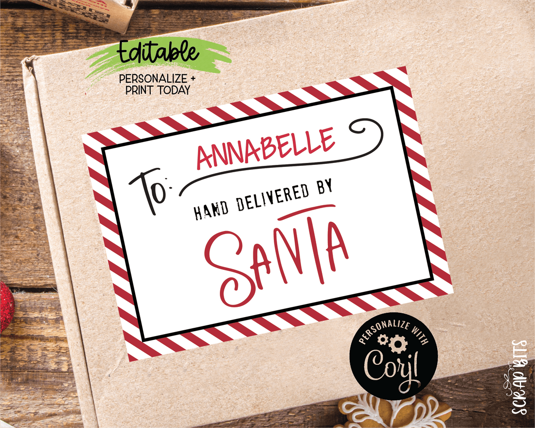 Hand Delivered By Santa Shipping Label, Printable From Santa Label, Do – Scrap Bits