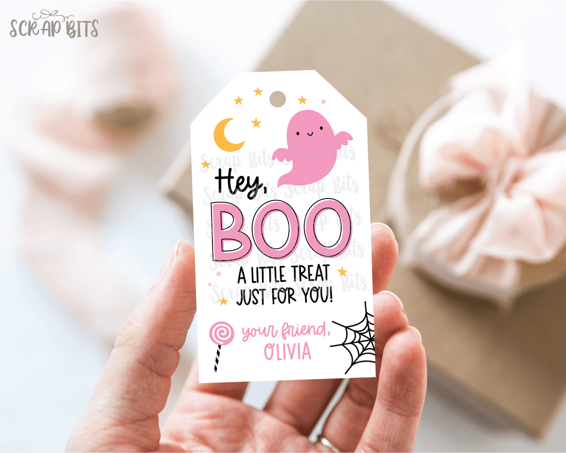 Hey Boo Tags, A Little Treat For You Tags, Halloween Ghost Tags . Pers ...