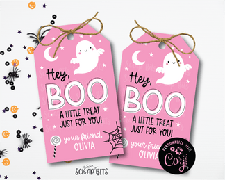 Hey Boo Printable Halloween Ghost Tags . Instant Download Editable Tem ...