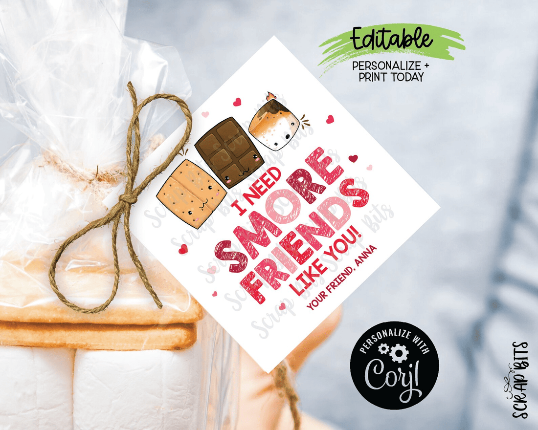I Need S'more Friends Like You, Printable Valentine Tags, Instant Down ...