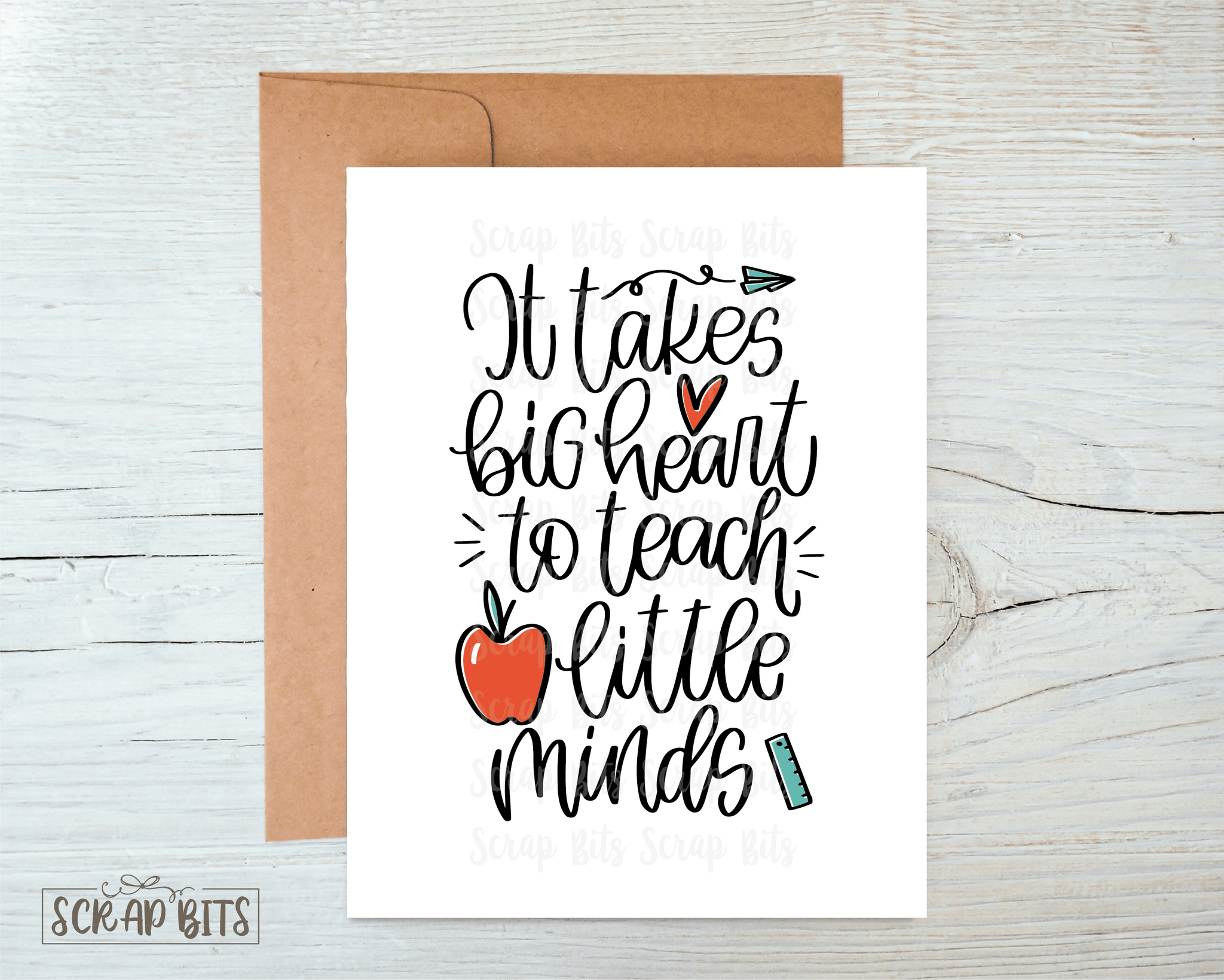 It Takes Big Heart to Teach Little Minds Teacher Appreciation Card, Te ...