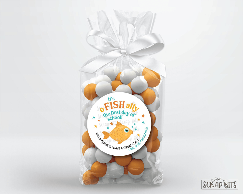 O-Fish-Ally First Day of School Stickers . Printable Back To School La ...