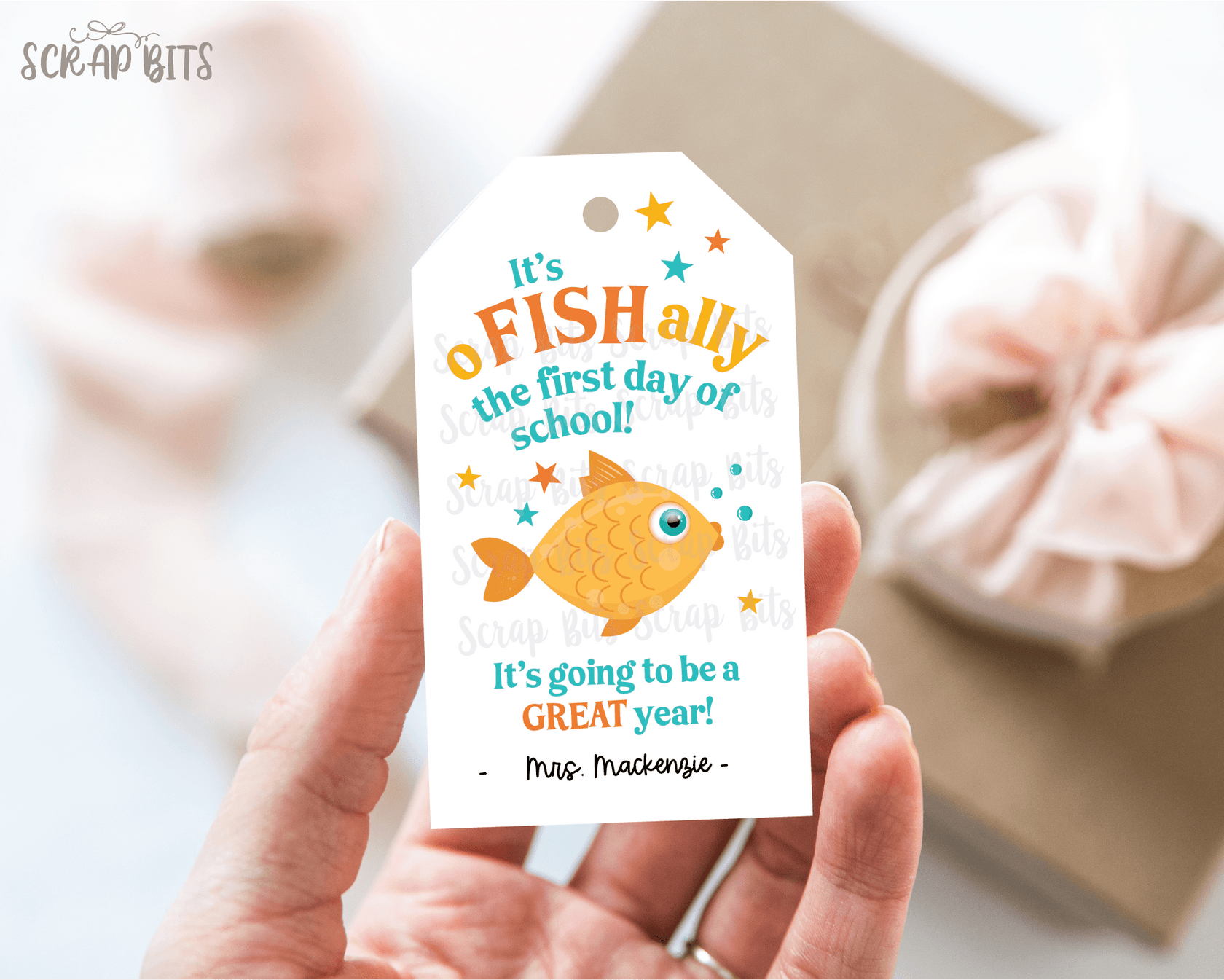O-Fish-Ally First Day of School Tags, Goldfish Back To School Tags ...