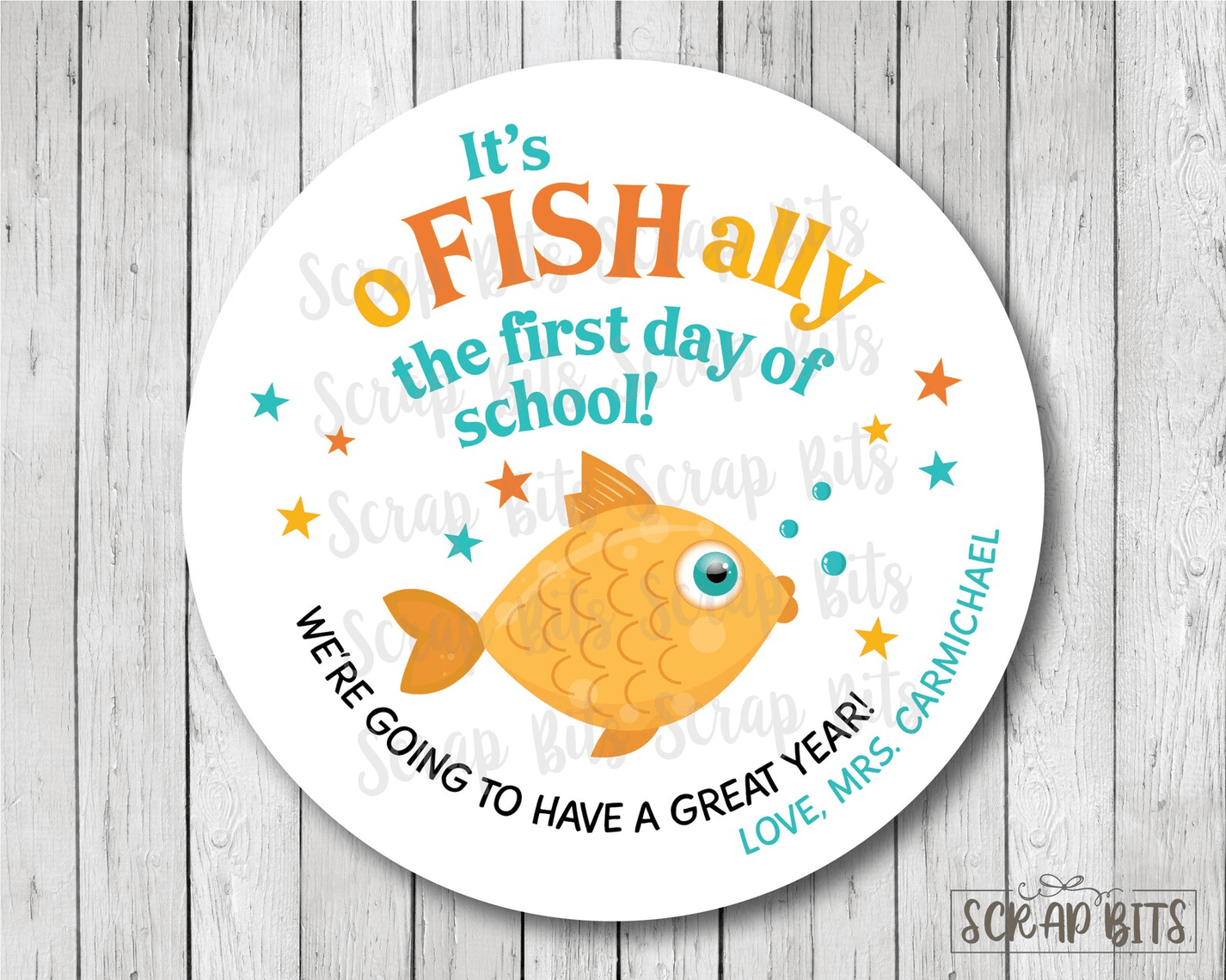 O-Fish-Ally First Day of School, Goldfish Back To School Stickers or T ...