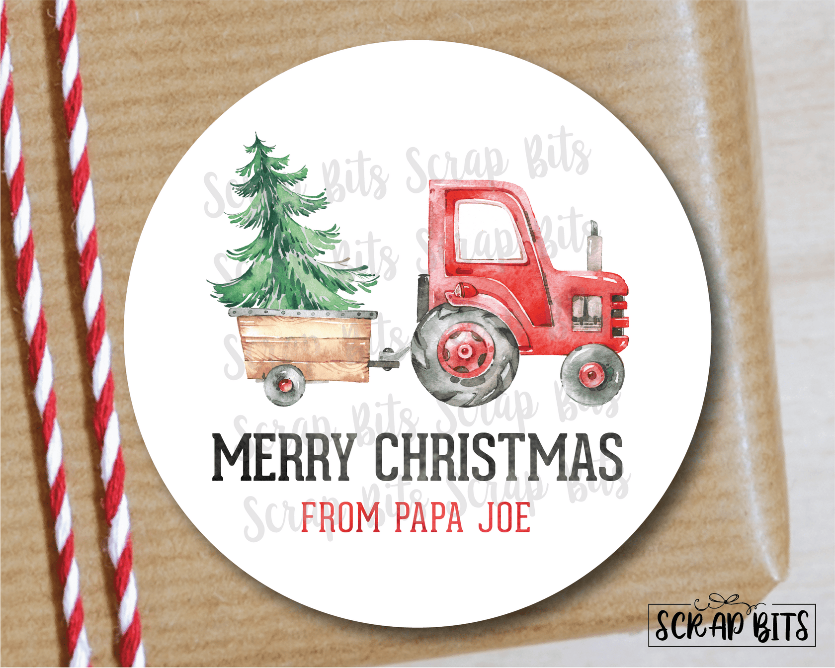 Red Tractor Farm Truck Stickers or Tags . Christmas Gift Labels – Scrap ...