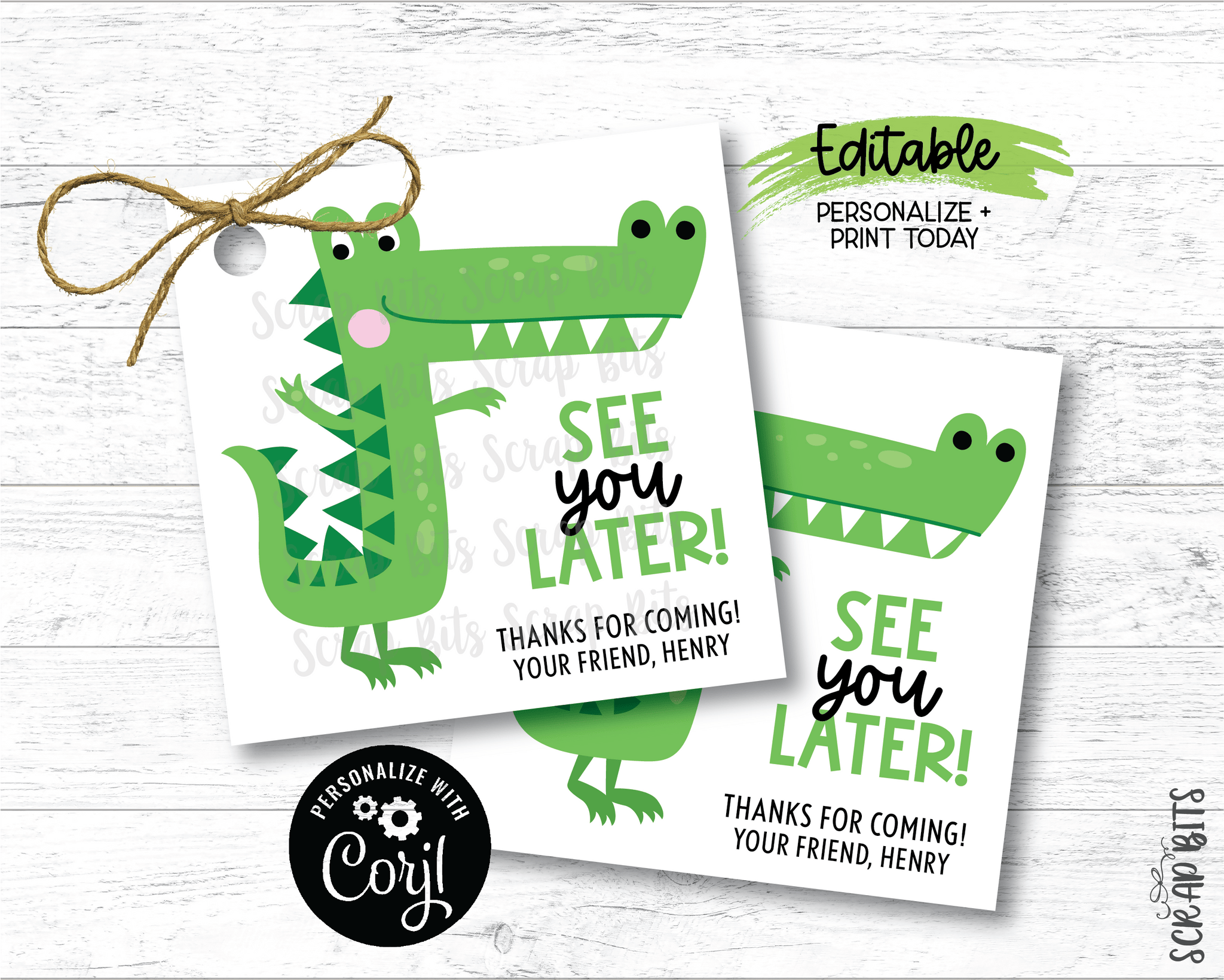 See You Later Alligator Tags, Printable Birthday Favor Tags, Instant D ...