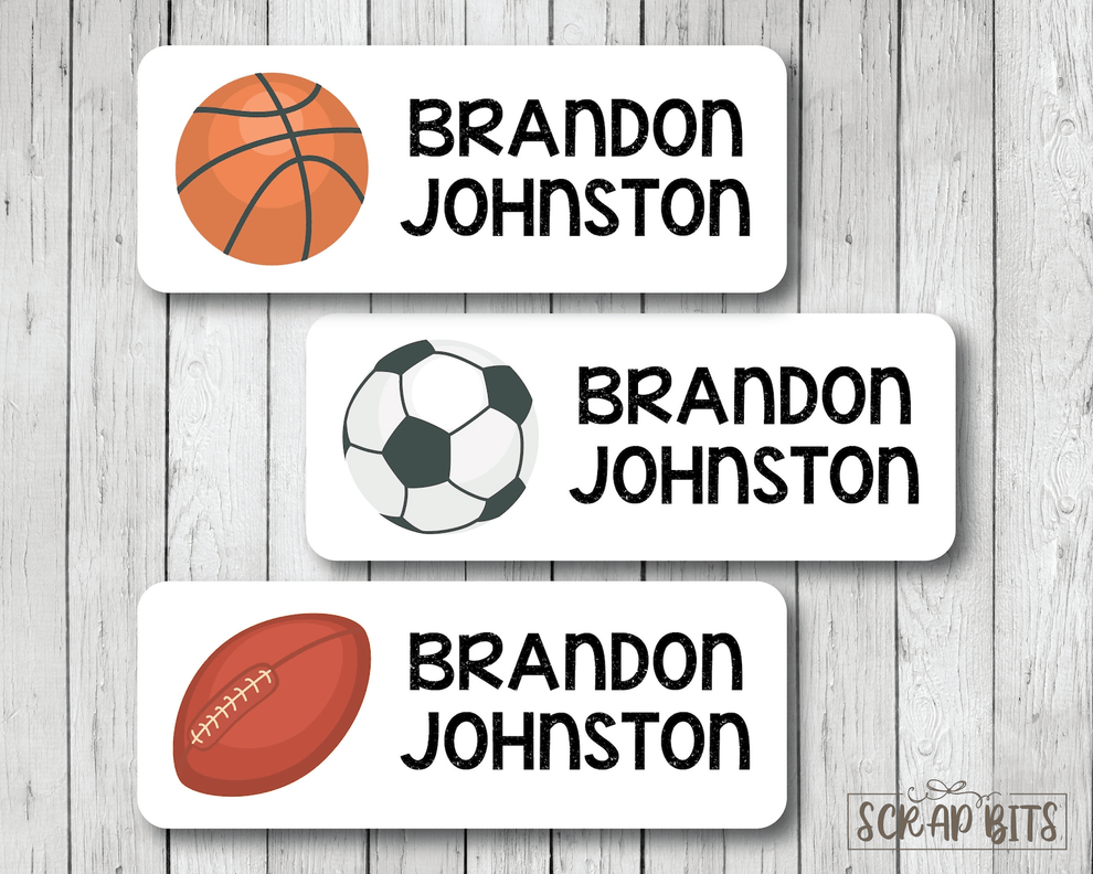 Sports Name Labels . Personalized Belonging Labels – Scrap Bits