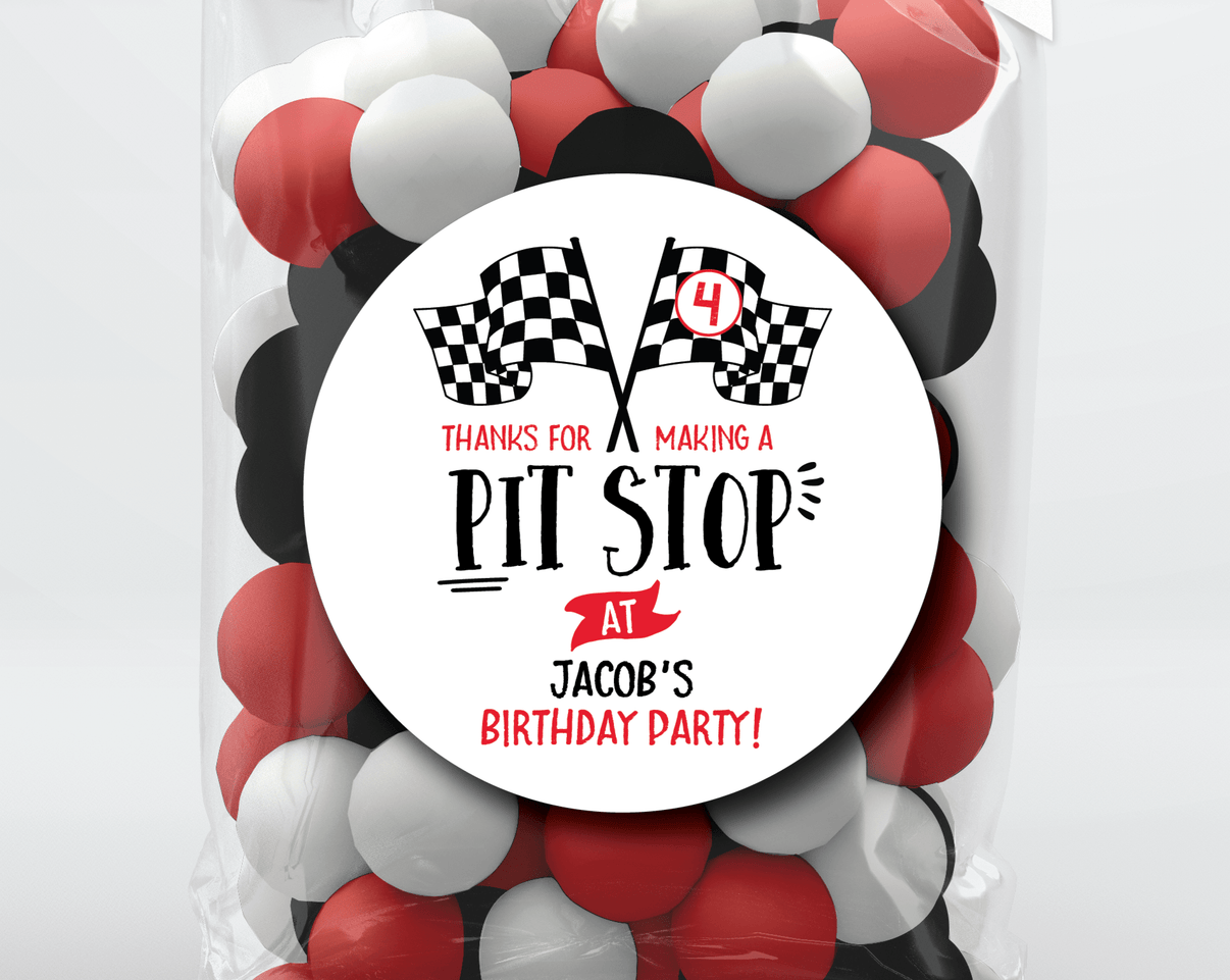 Thanks For Making a Pit Stop, Racing Flags Racing Birthday Favor Stick ...