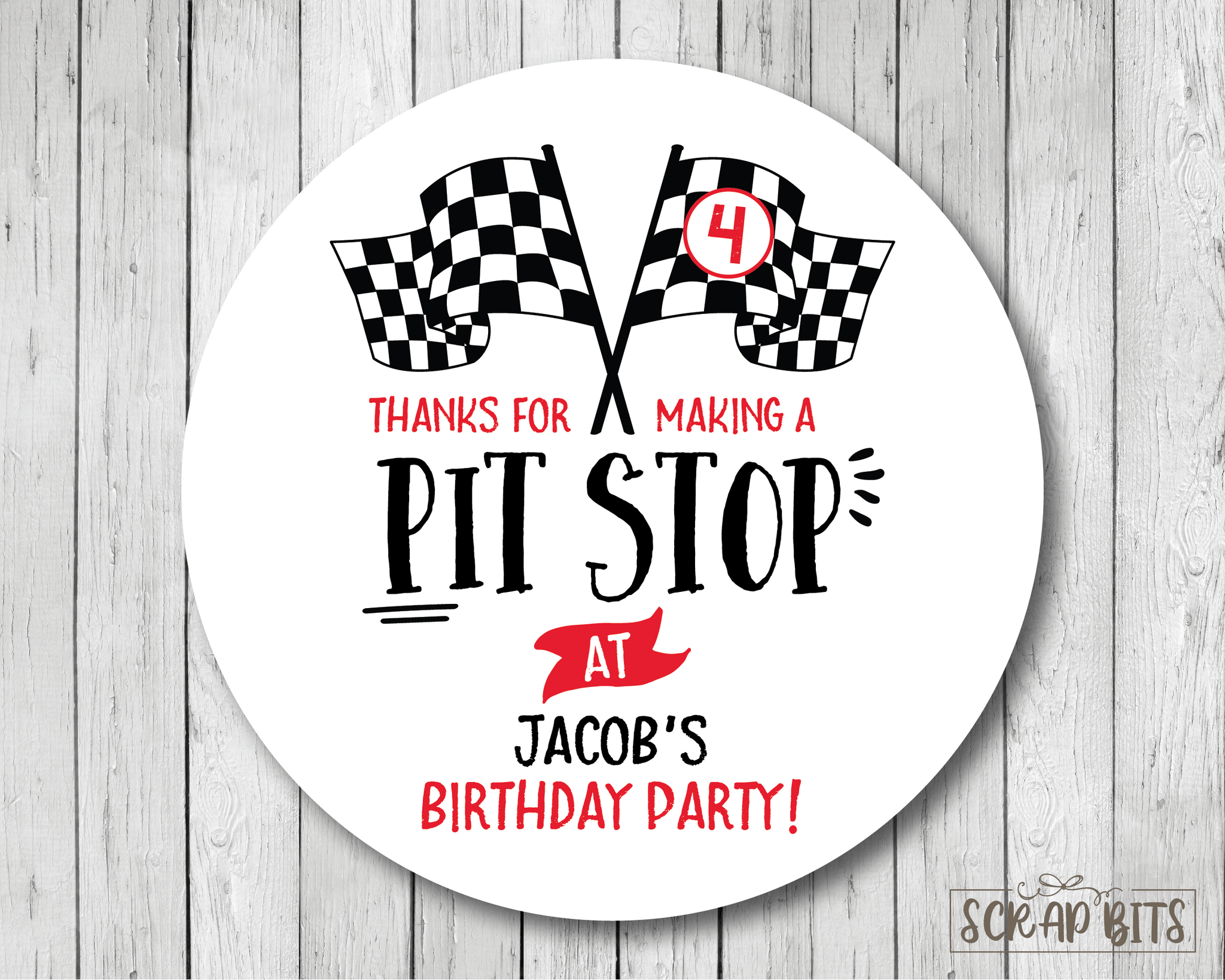 Thanks For Making a Pit Stop, Racing Flags Racing Birthday Favor Stick ...
