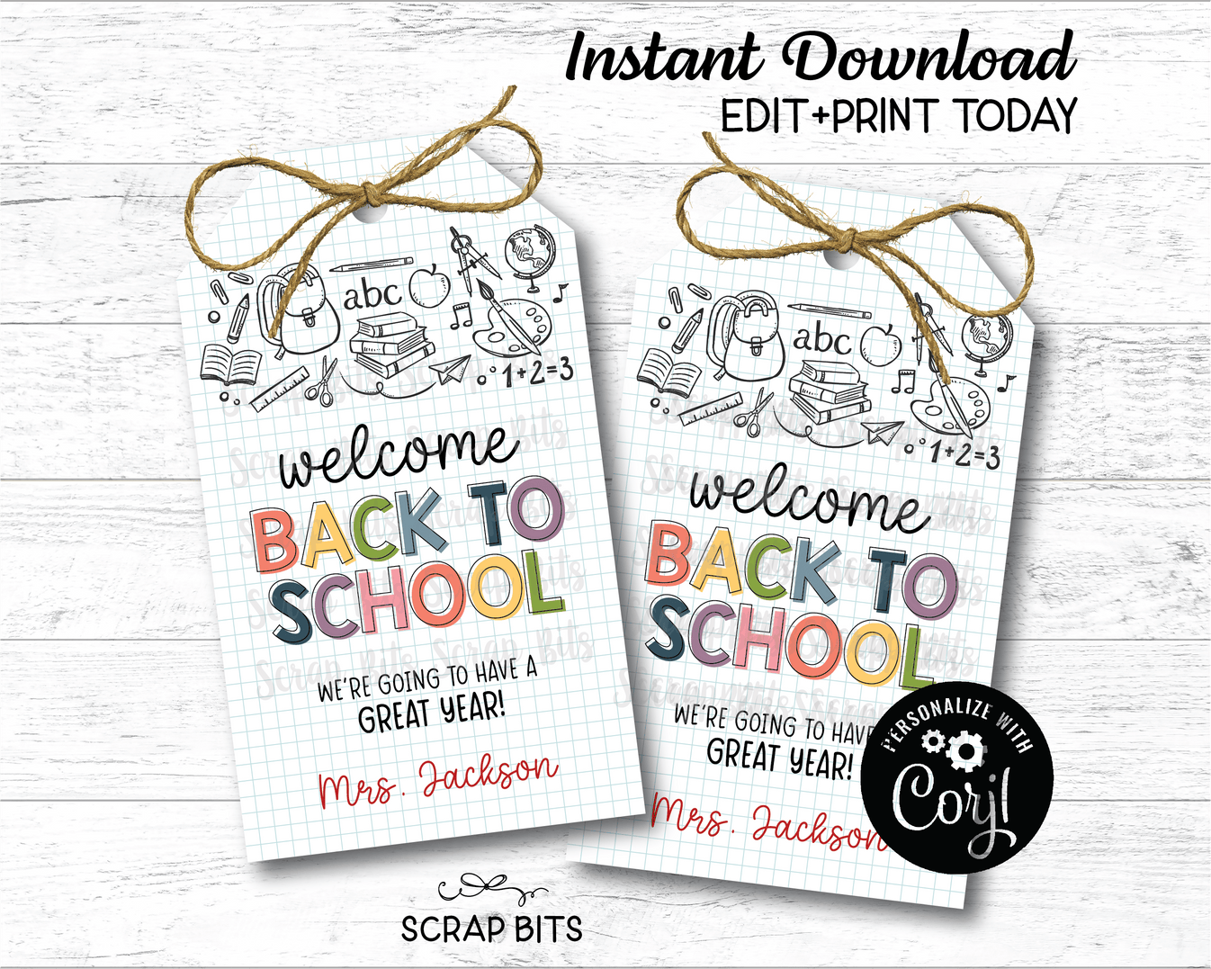 Welcome Back To School Tags, Doodle Graph, Printable Back To School La ...